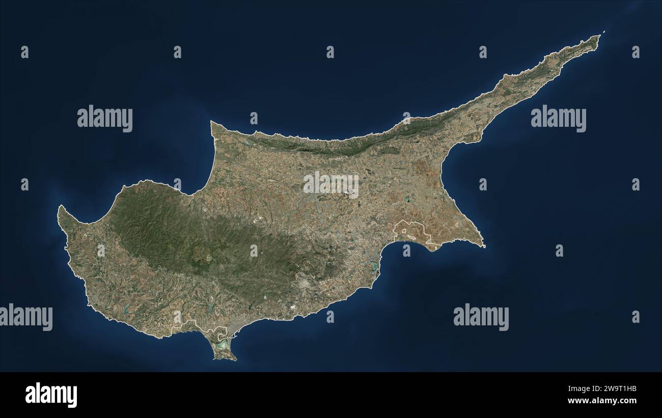 Cyprus outlined on a low resolution satellite map Stock Photo - Alamy