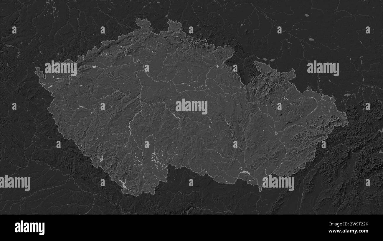 Czechia highlighted on a Bilevel elevation map with lakes and rivers Stock Photo - Alamy