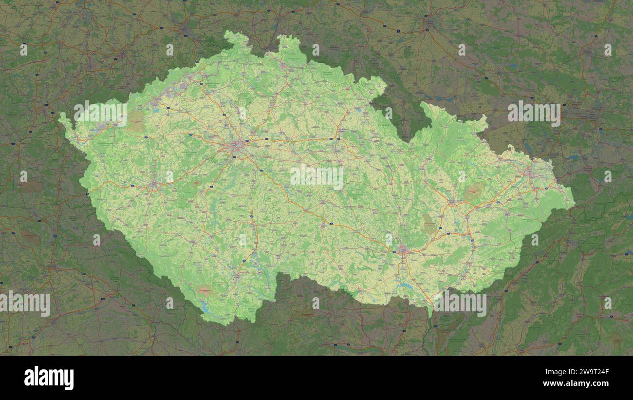 Czechia highlighted on a topographic, OSM Germany style map Stock Photo - Alamy