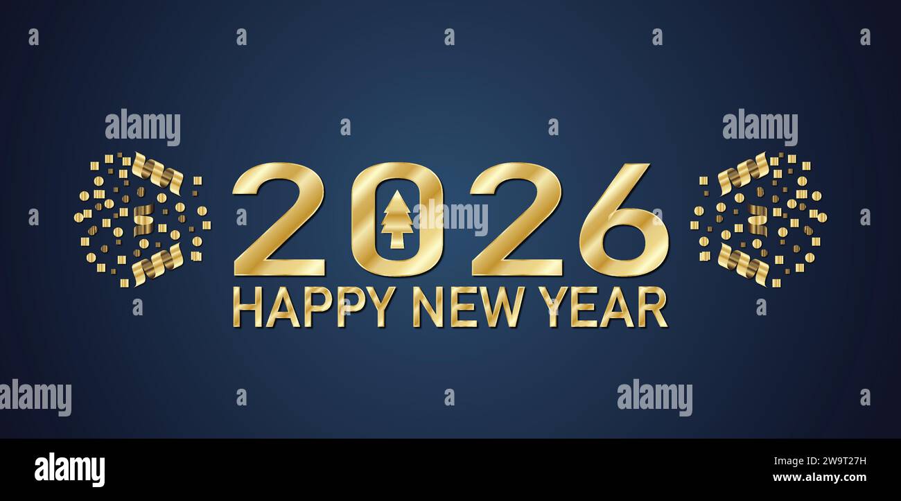 2026 Happy New Year Greeting Card with Gold Numbers. Vector ... 2026 Happy New Year Greeting Card with Gold Numbers. Vector ...