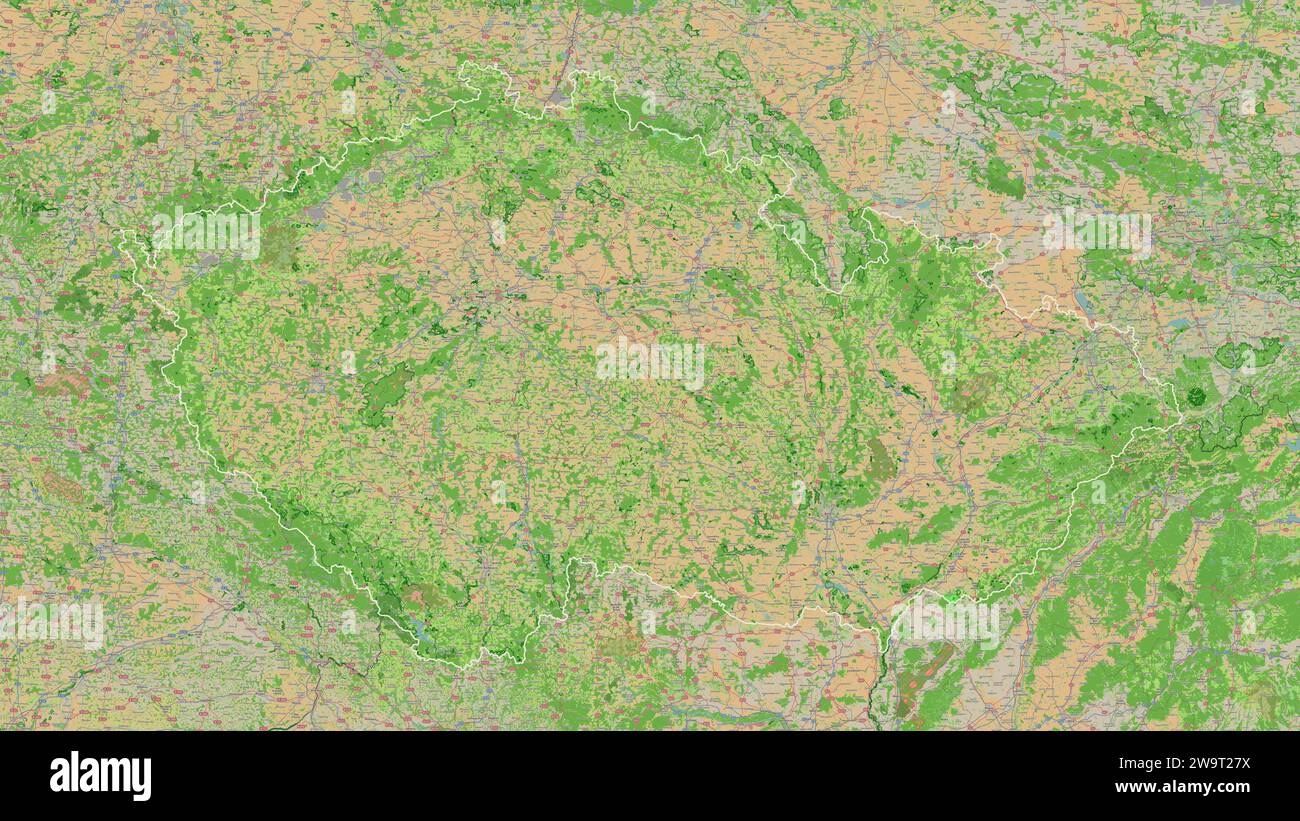 Czechia outlined on a topographic, OSM France style map Stock Photo - Alamy