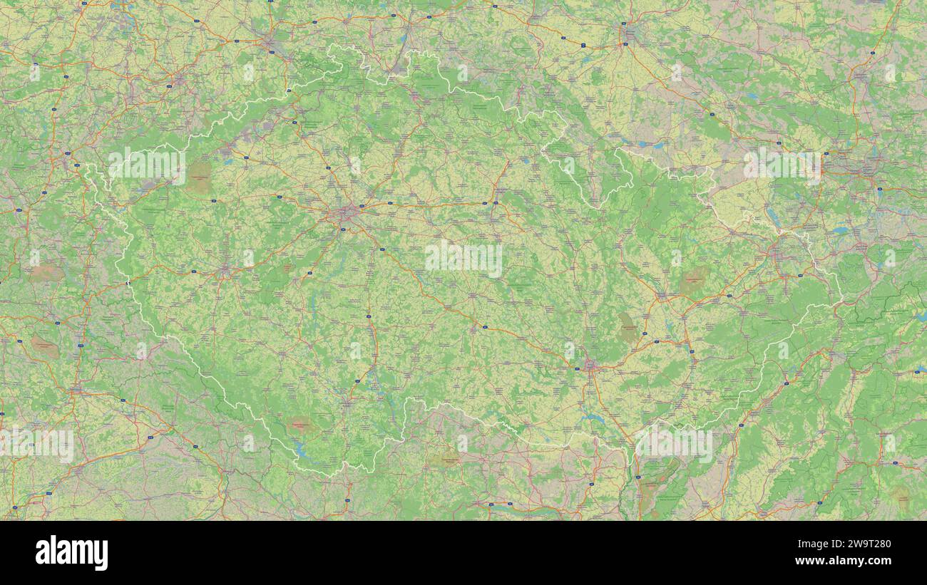 Czechia outlined on a topographic, OSM Germany style map Stock Photo - Alamy
