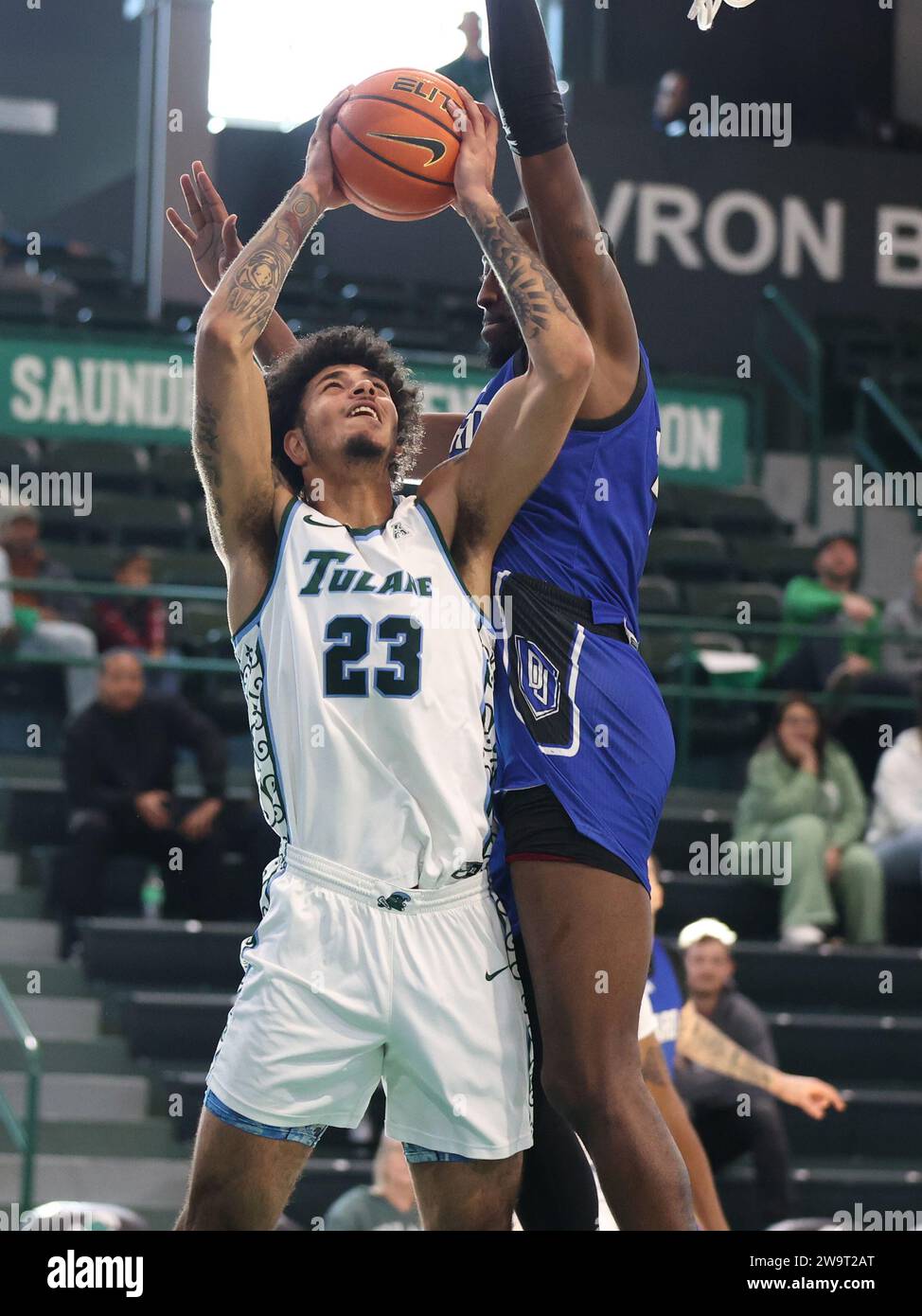 New Orleans, USA. 29th Dec, 2023. Dillard Bleu Devils forward Tyrus ...