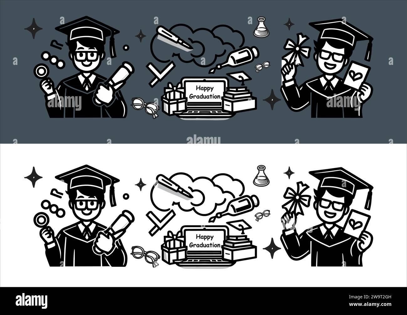 Vector of Diverse young students celebrating their graduation with ...