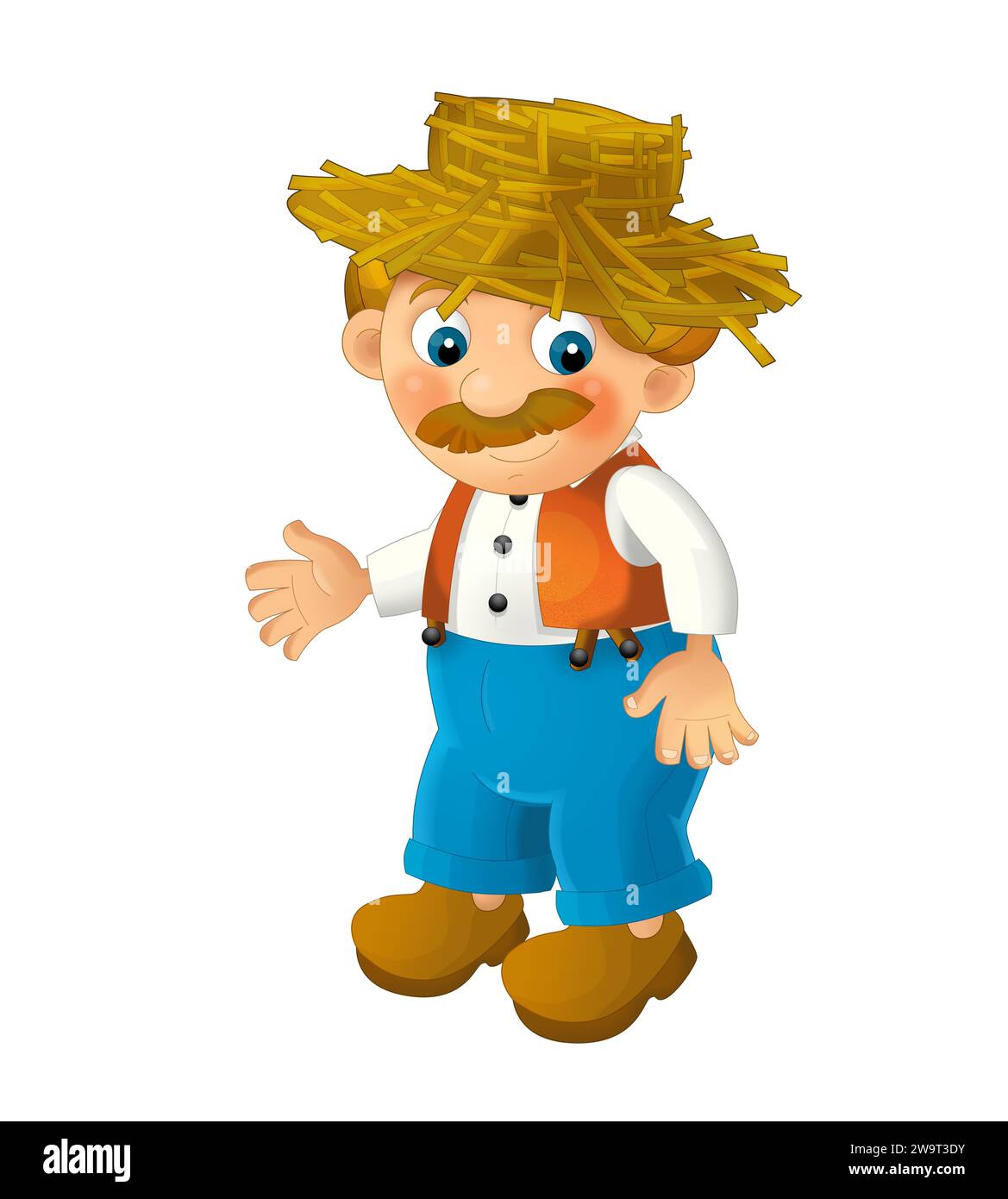Cartoon farm character happy farmer man isolated on white background ...