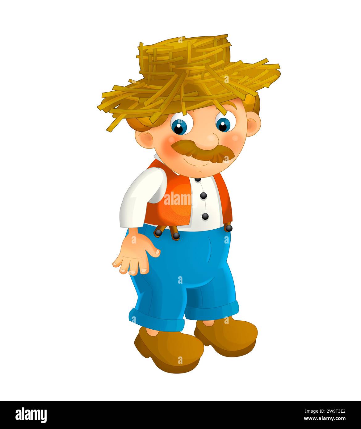 Cartoon farm character happy farmer man isolated on white background ...