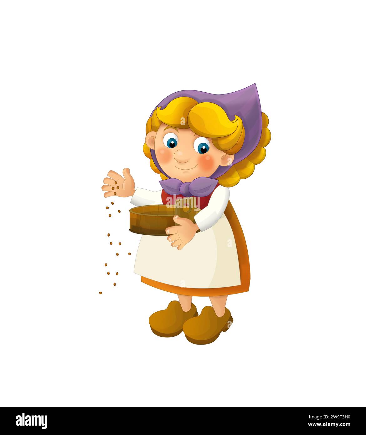 Cartoon farm character happy farmer woman isolated on white background ...