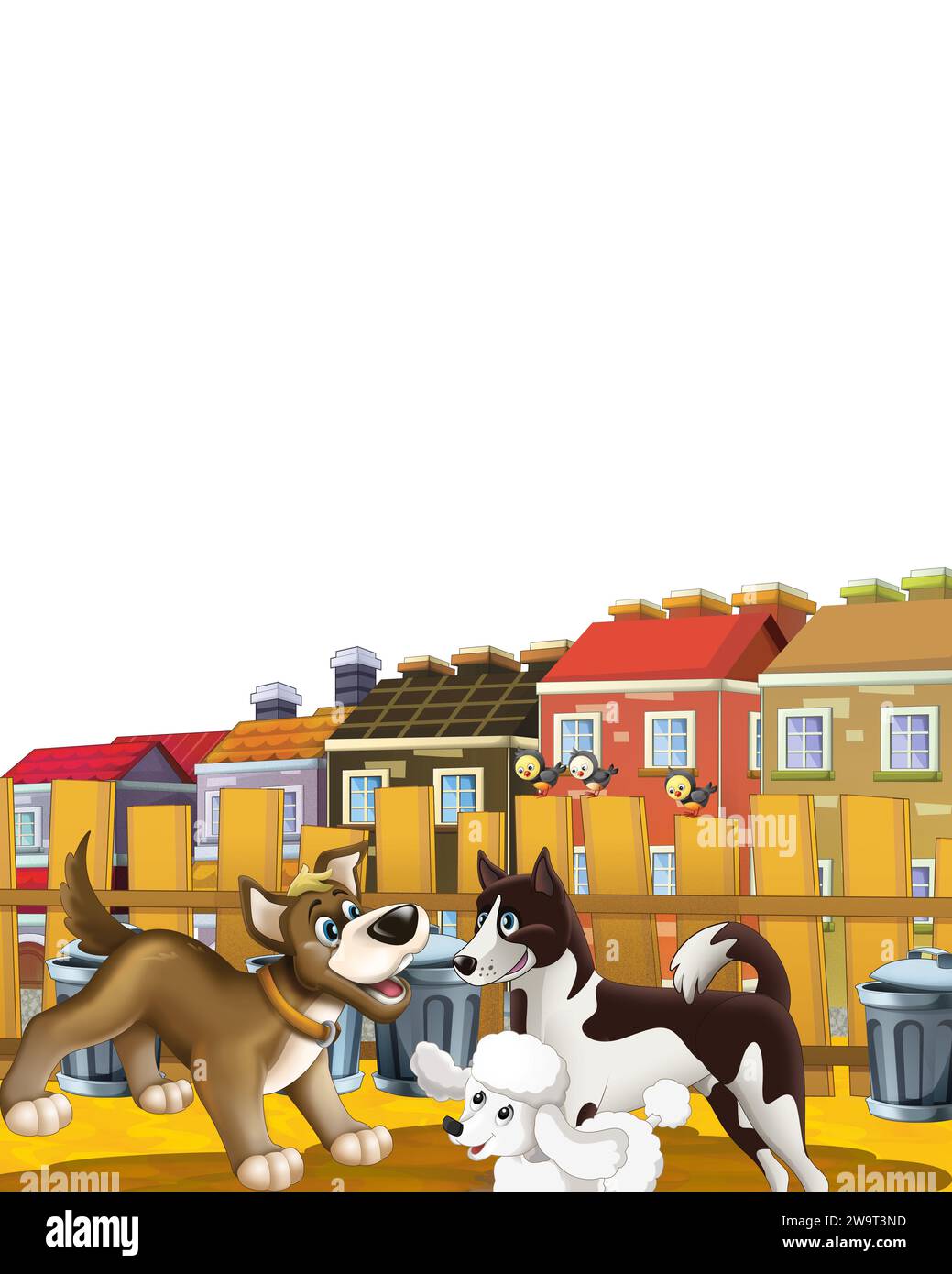 cartoon scene with dog having fun on the farm on white background ...