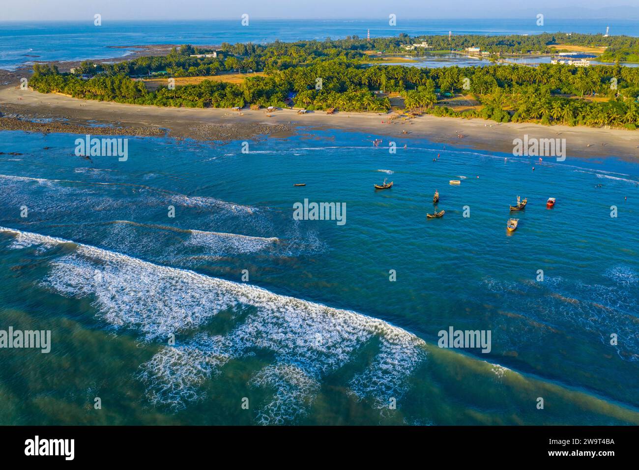 Aerial view of the Saint Martin's Island, locally known as Narikel ...