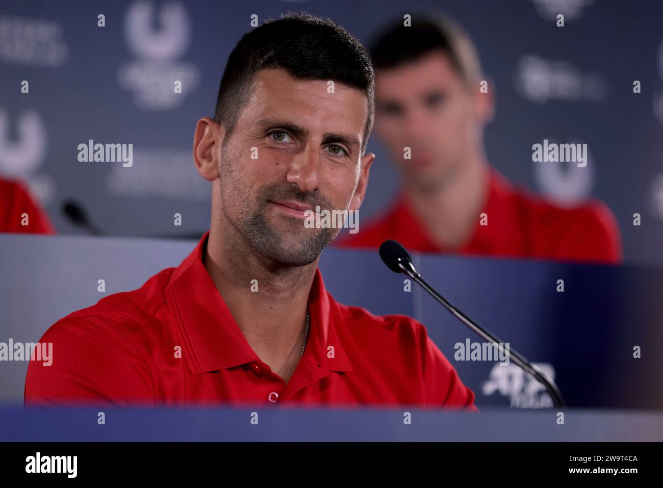 Perth, Australia. 30th Dec, 2023. Novak Djokovic of Serbia speaks ...