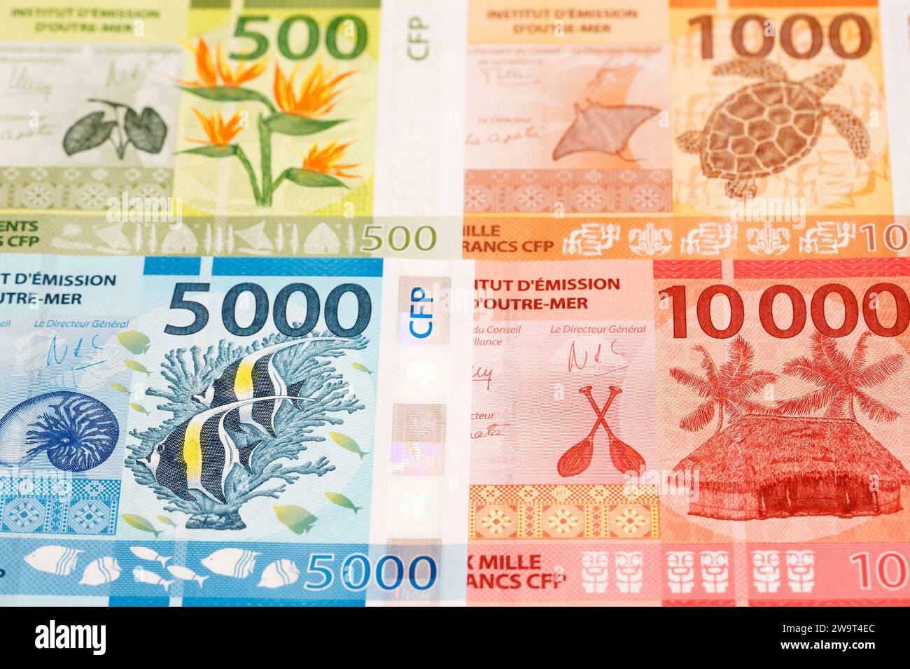 French Pacific Territories money - franc a business background Stock ...