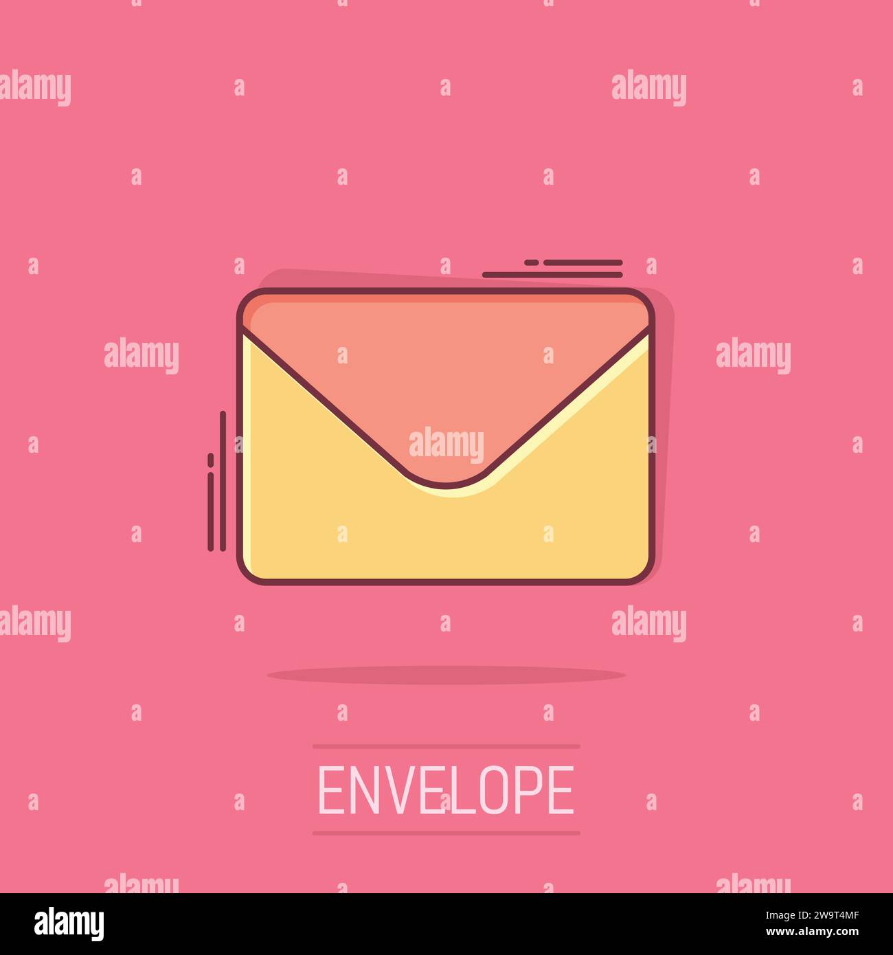 Mail envelope icon in comic style. Receive email letter spam vector ...