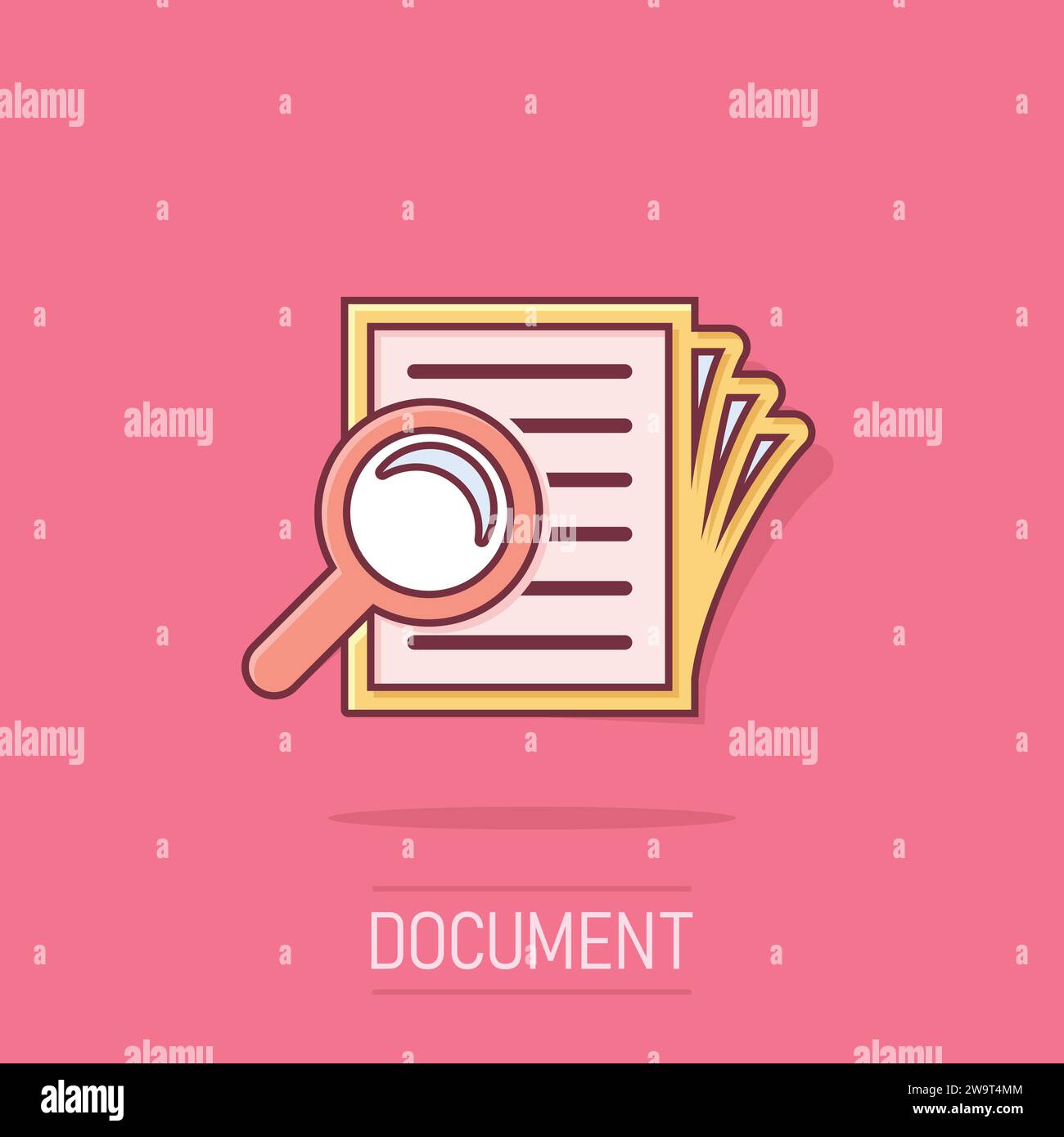 Scrutiny document plan icon in comic style. Review statement vector ...
