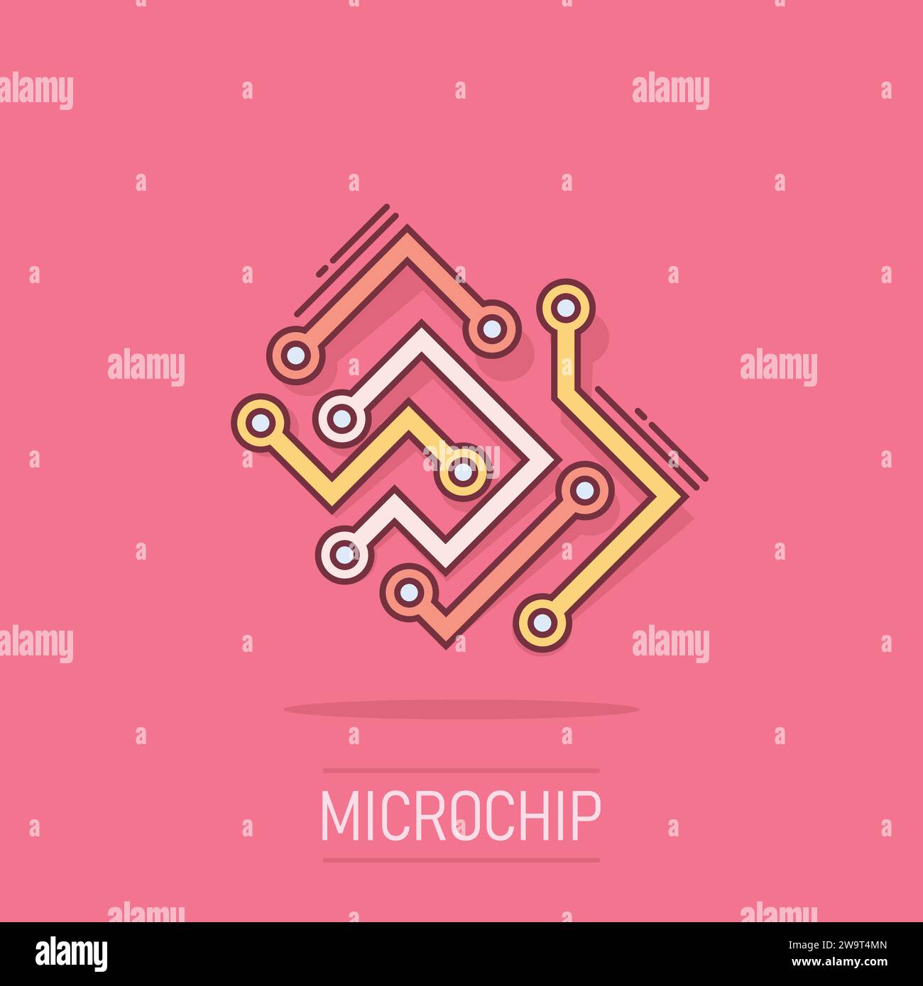 Circuit board icon in comic style. Technology microchip vector cartoon ...