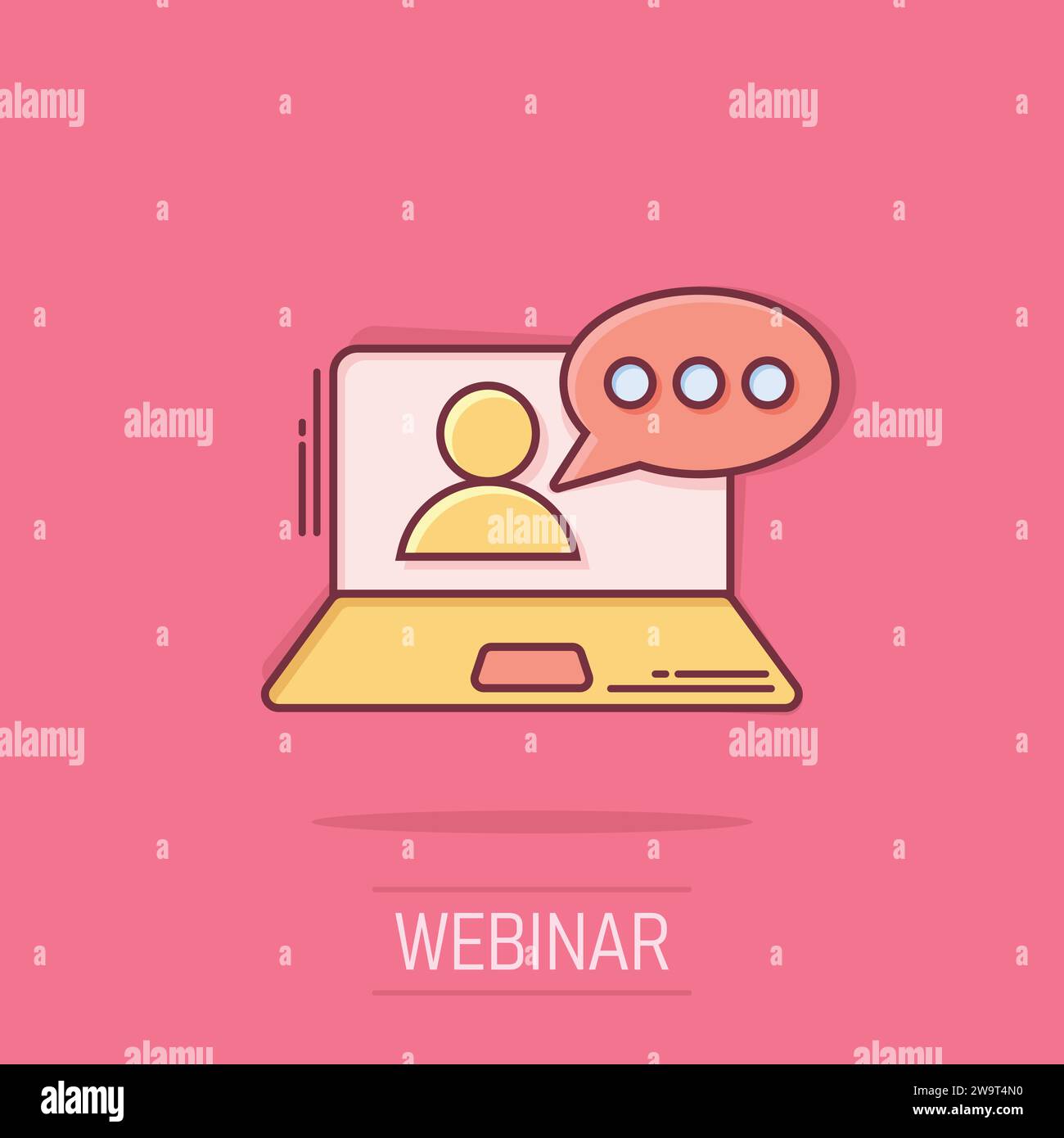 Online training process icon in comic style. Webinar seminar vector ...