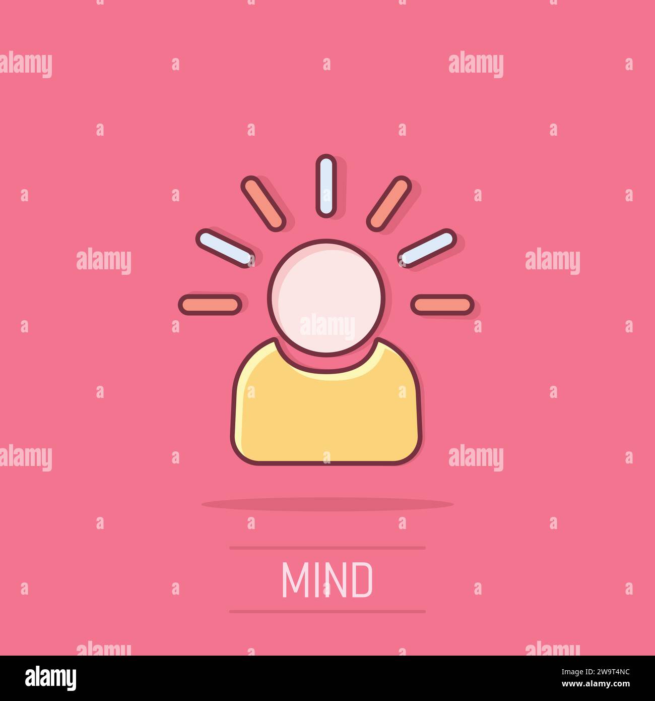 Mind people icon in comic style. Human frustration vector cartoon ...
