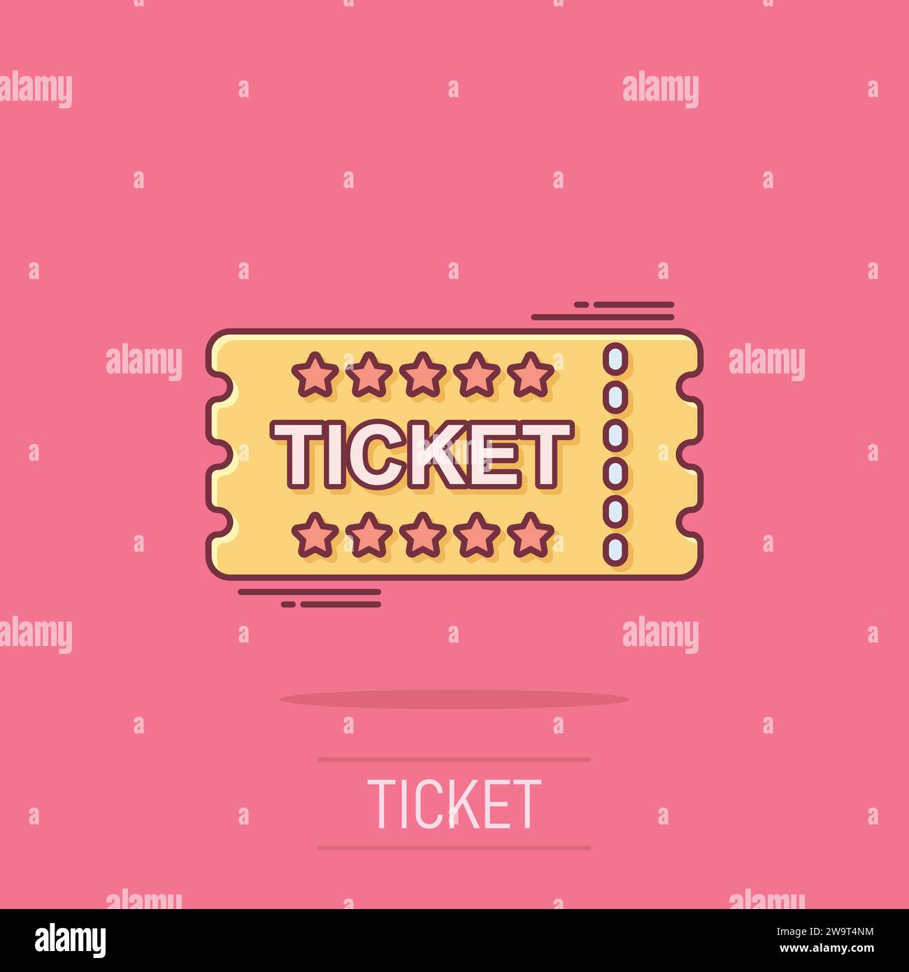 Cinema ticket icon in comic style. Admit one coupon entrance vector ...