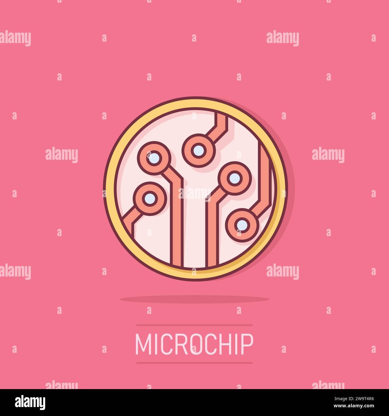 Circuit board icon in comic style. Technology microchip vector cartoon ...