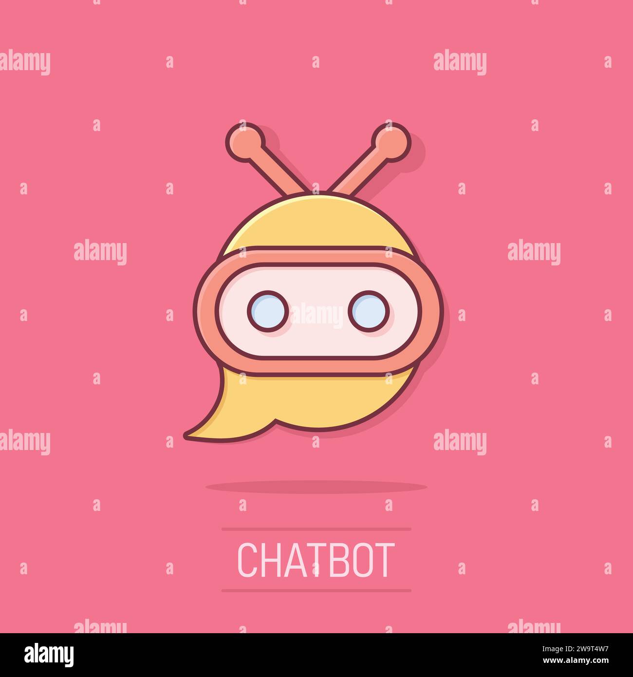 Cute robot chatbot icon in comic style. Bot operator vector cartoon ...
