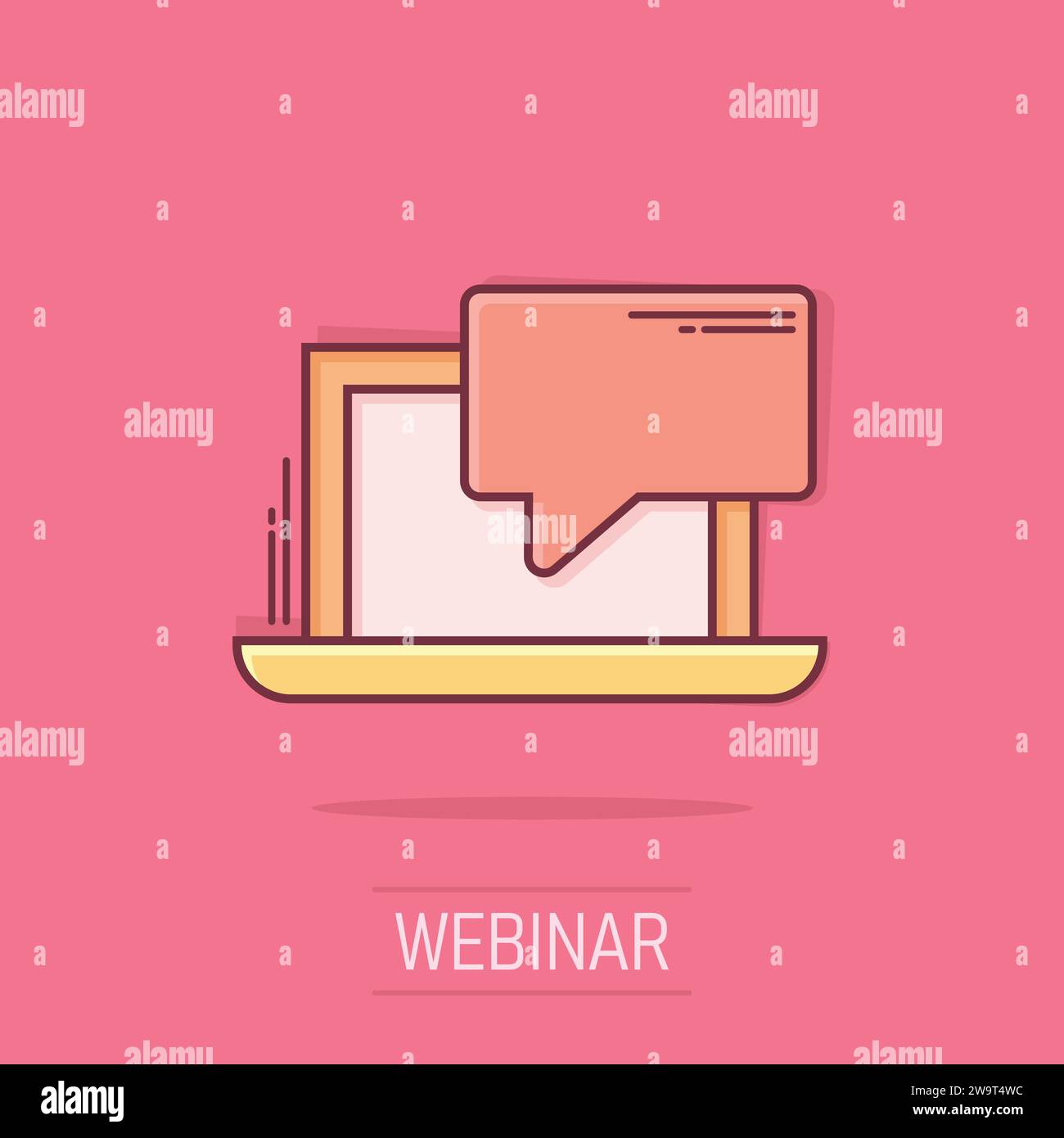 Online training process icon in comic style. Webinar seminar vector ...