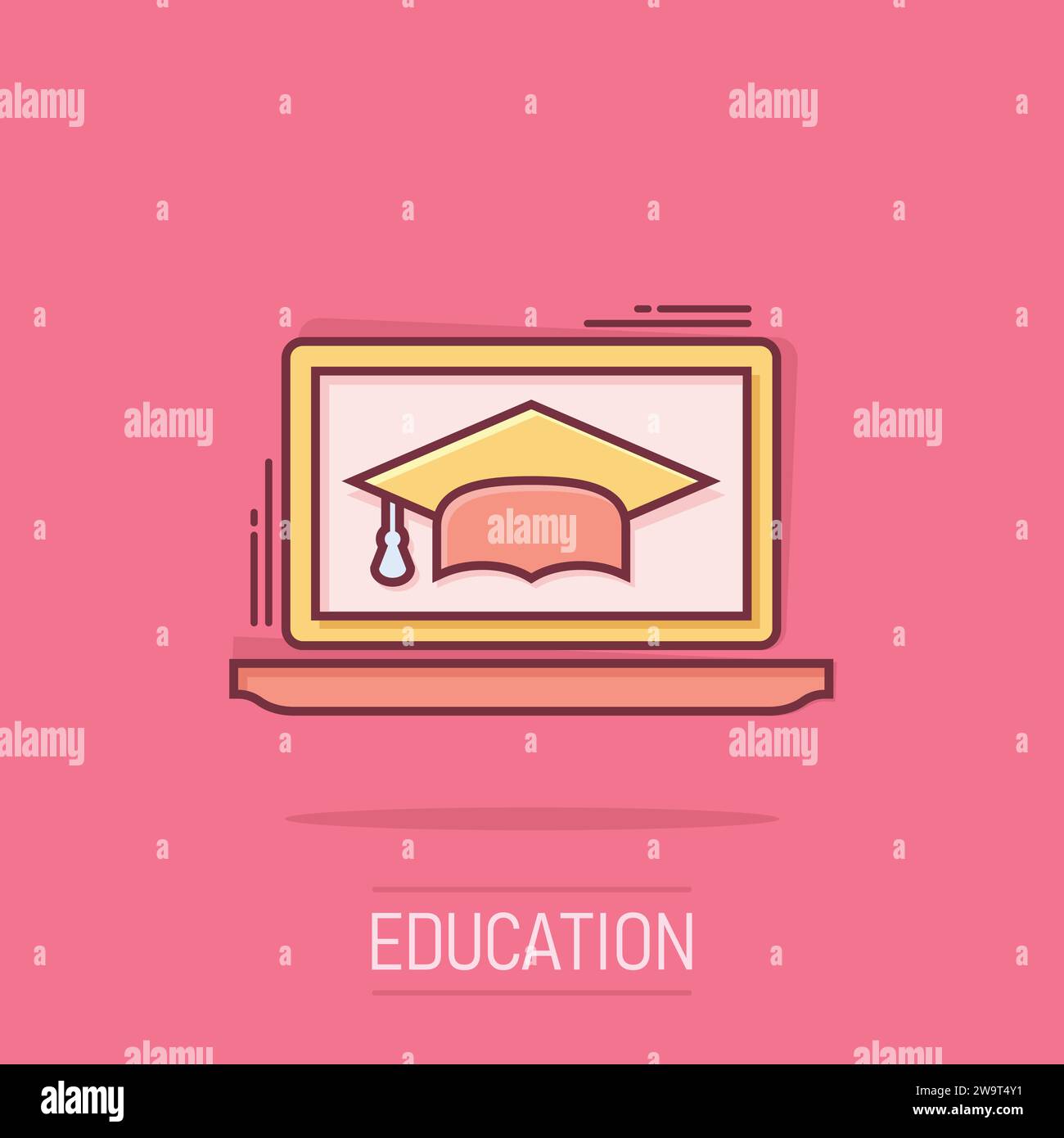 Elearning education icon in comic style. Study vector cartoon ...
