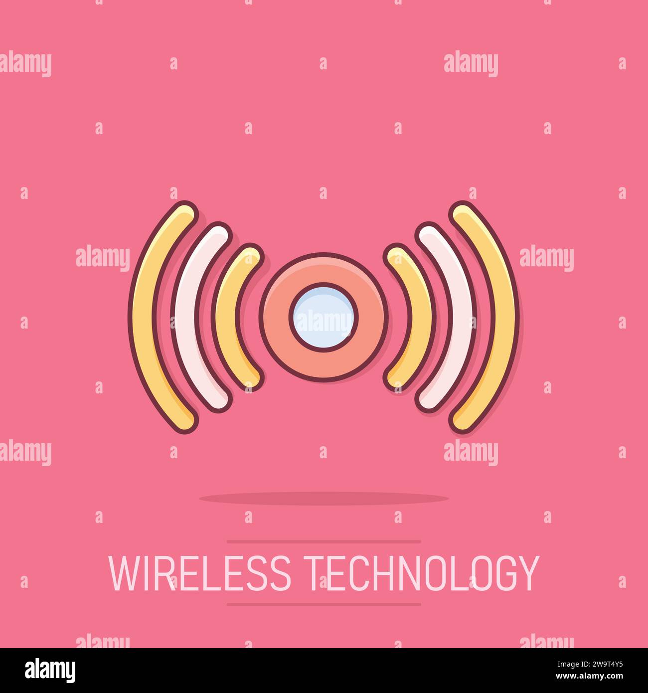 Motion sensor icon in comic style. Sensor waves vector cartoon ...