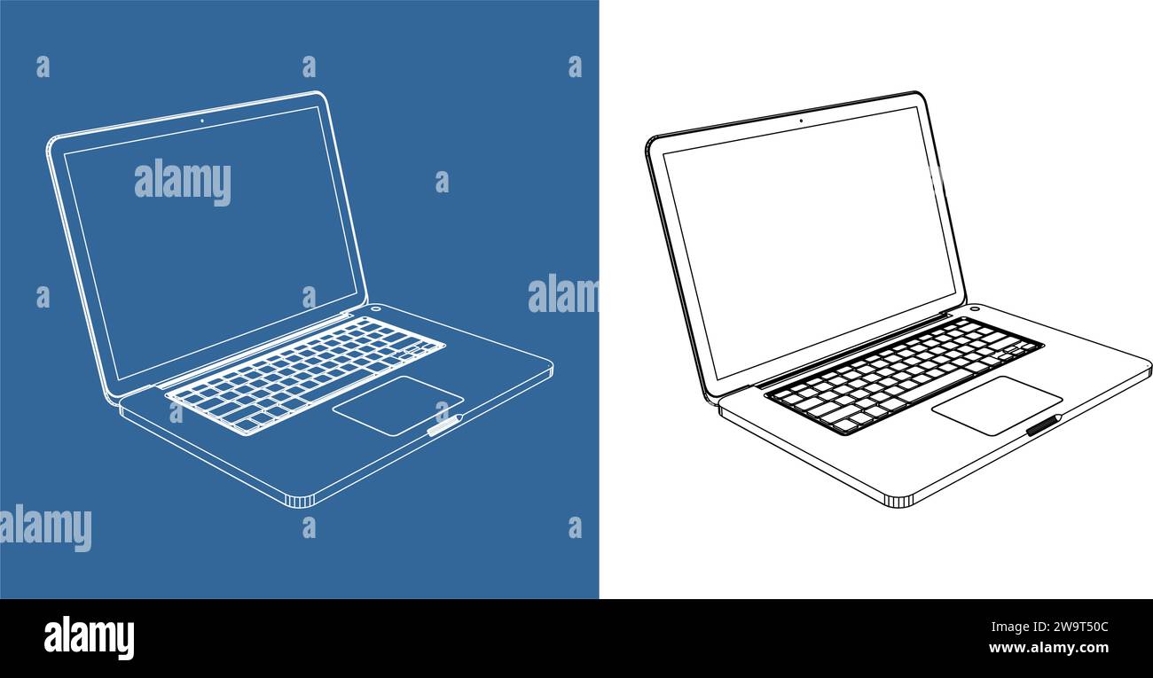 Vector Laptop blueprint wireframe illustration Stock Vector Image & Art ...