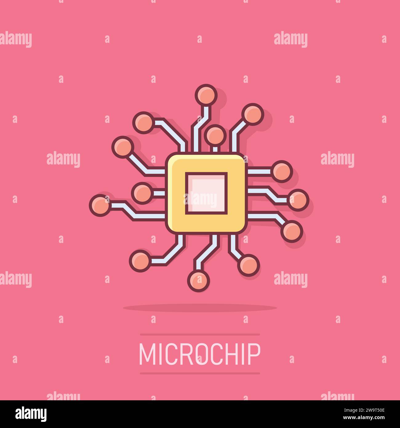 Circuit board icon in comic style. Technology microchip vector cartoon ...