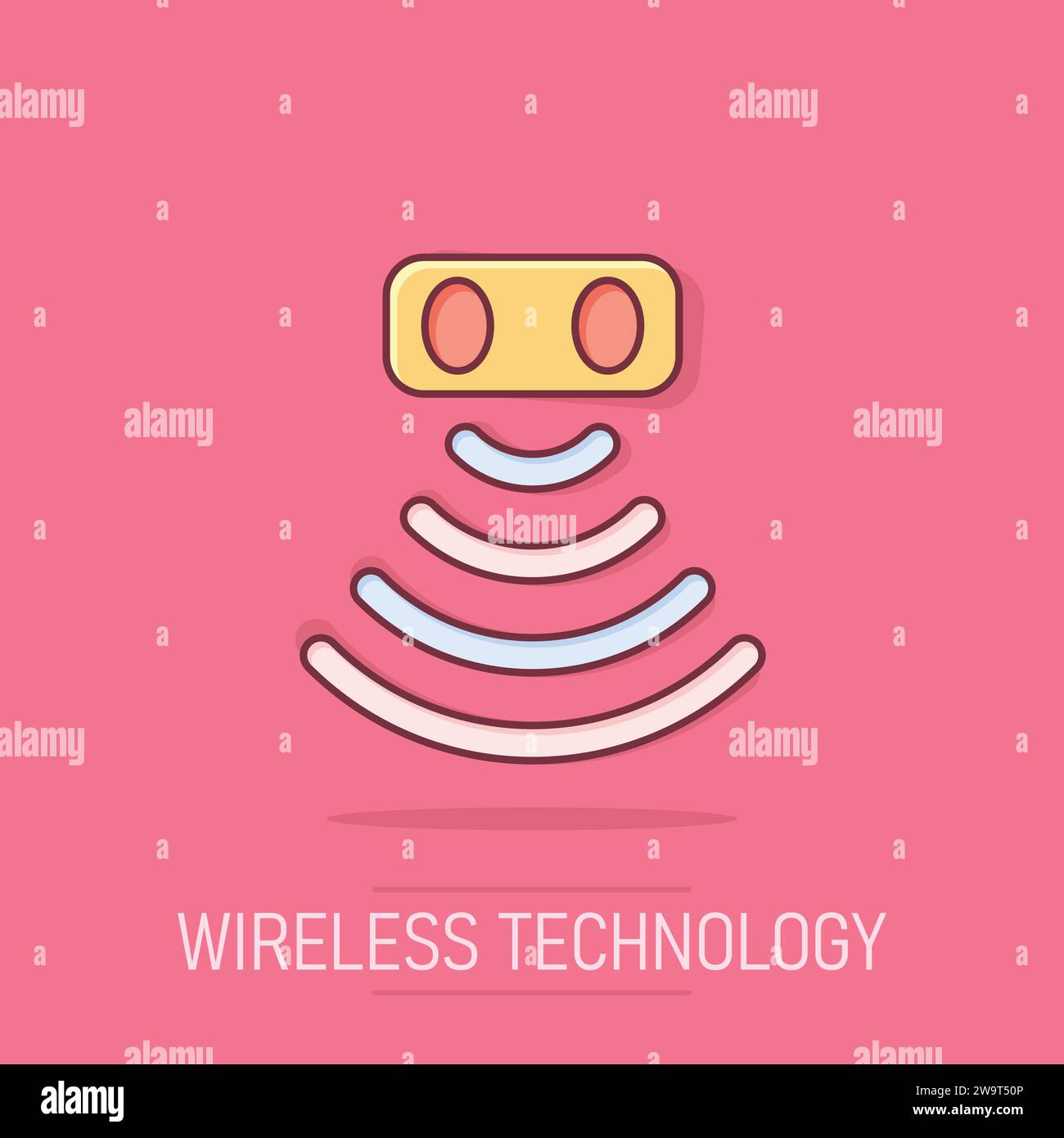 Motion sensor icon in comic style. Sensor waves vector cartoon ...