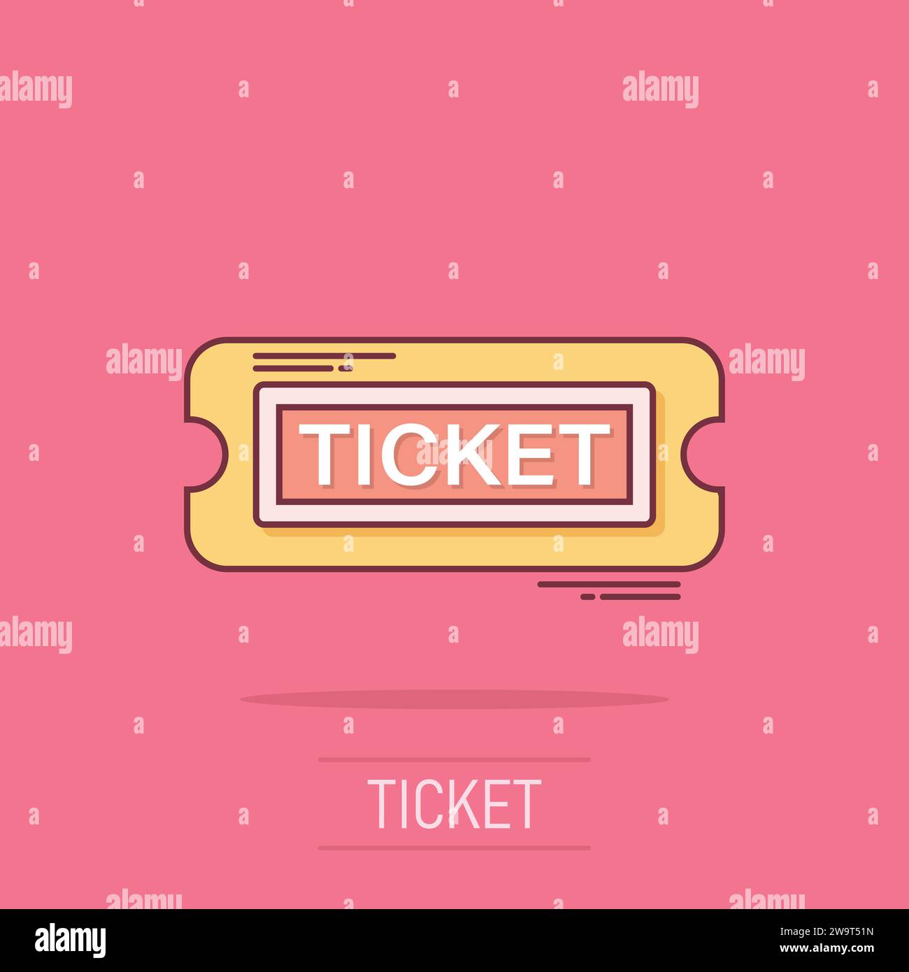 Cinema ticket icon in comic style. Admit one coupon entrance vector ...
