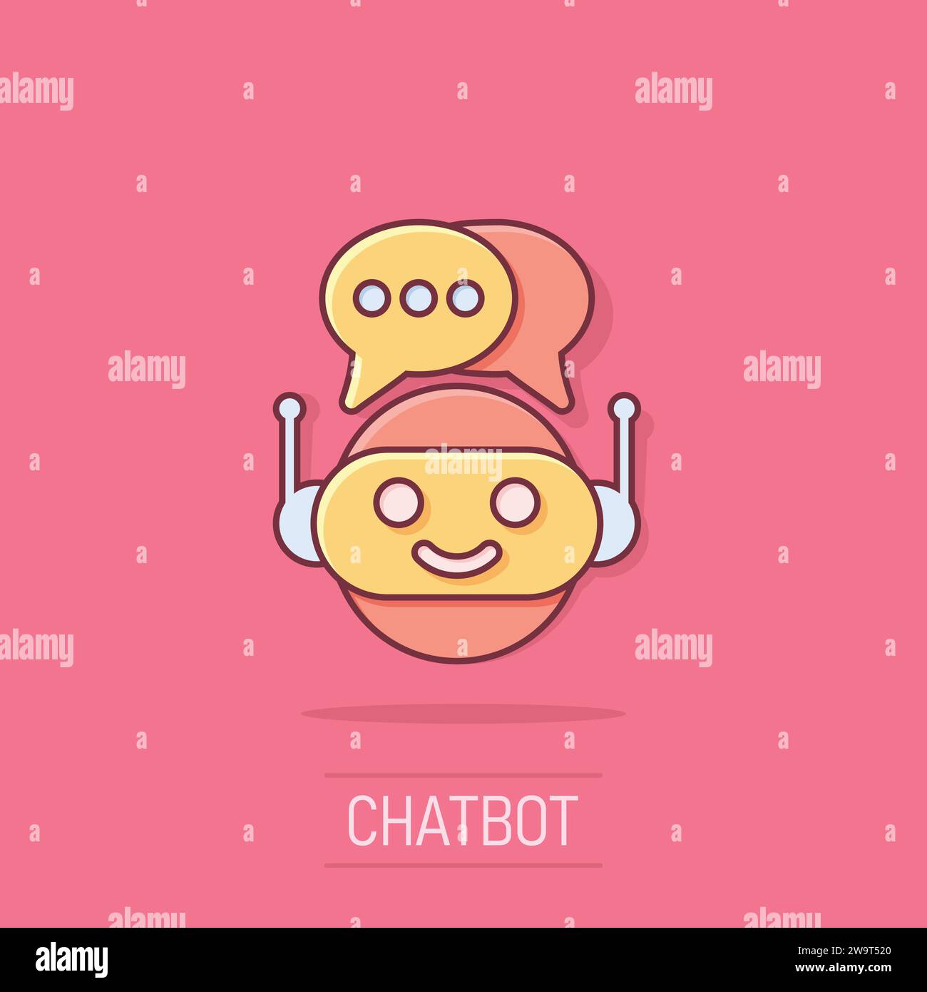 Cute robot chatbot icon in comic style. Bot operator vector cartoon ...