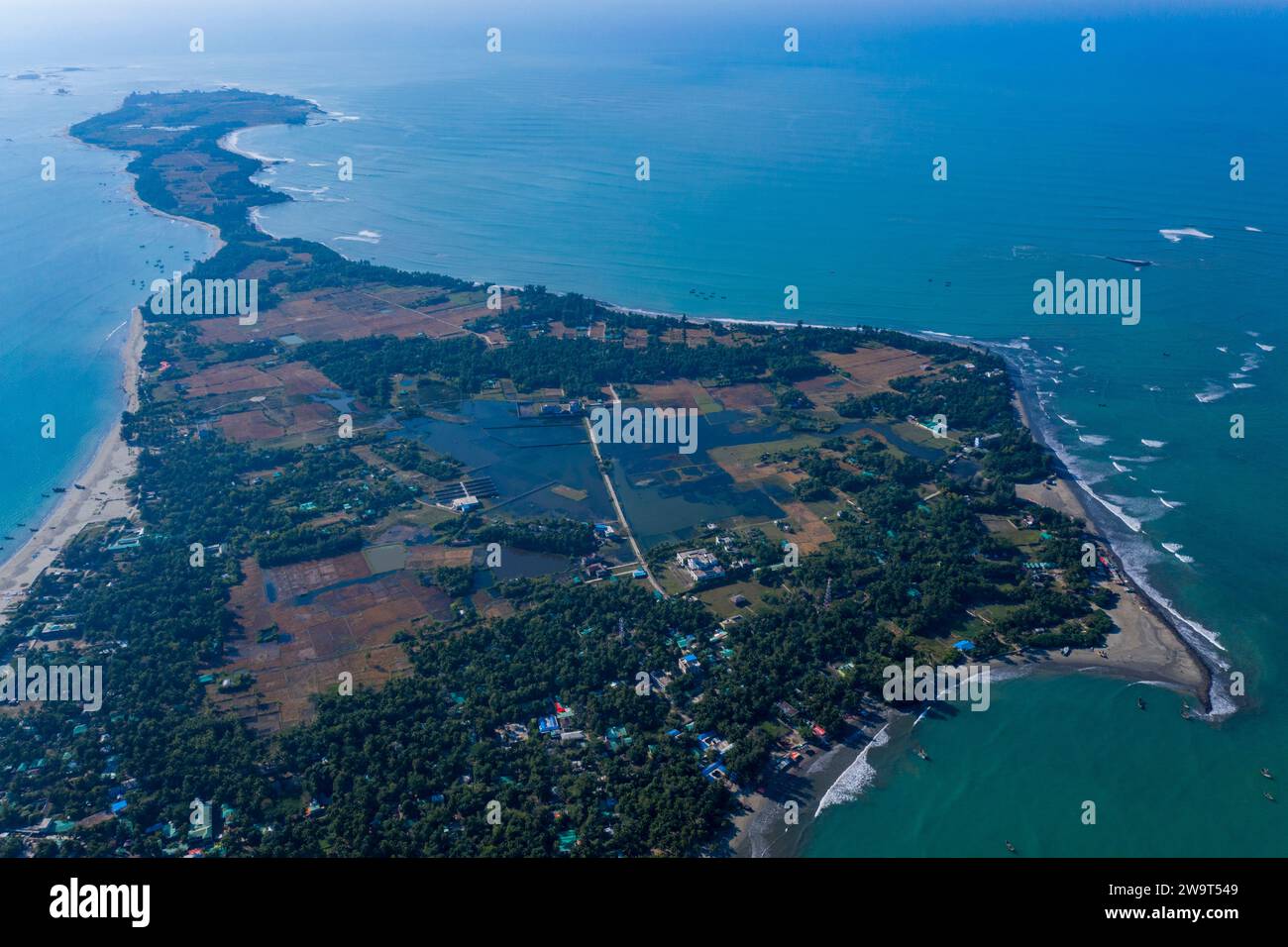 Aerial view of the Saint Martin's Island, locally known as Narikel ...