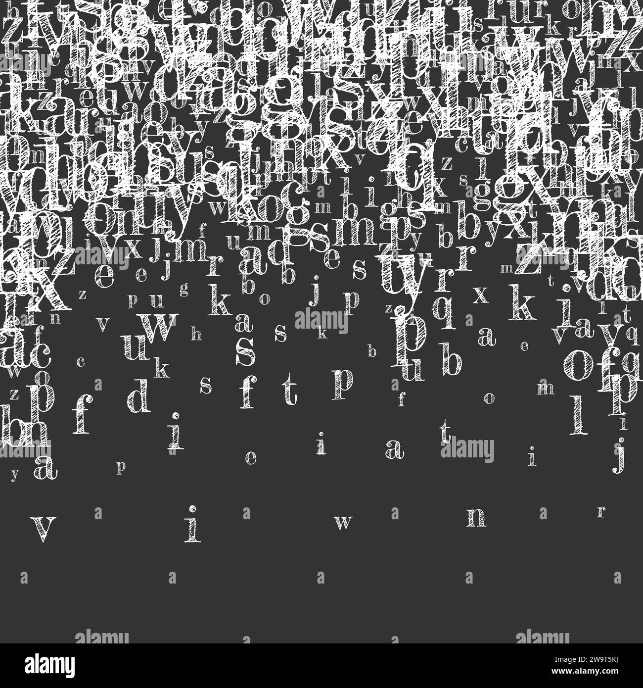 Concept of school background. White chalk falling letters of English ...
