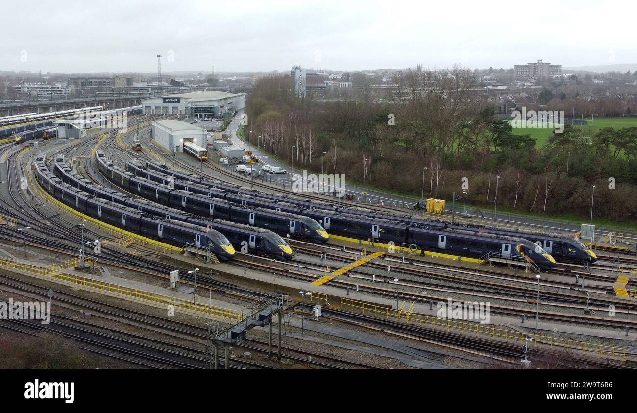 Southeastern Railway high speed trains in sidings at Ashford ...