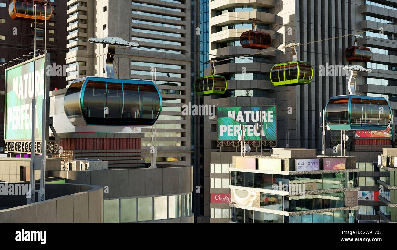 cable cars as a means of transport in cities of the future - 3d ...