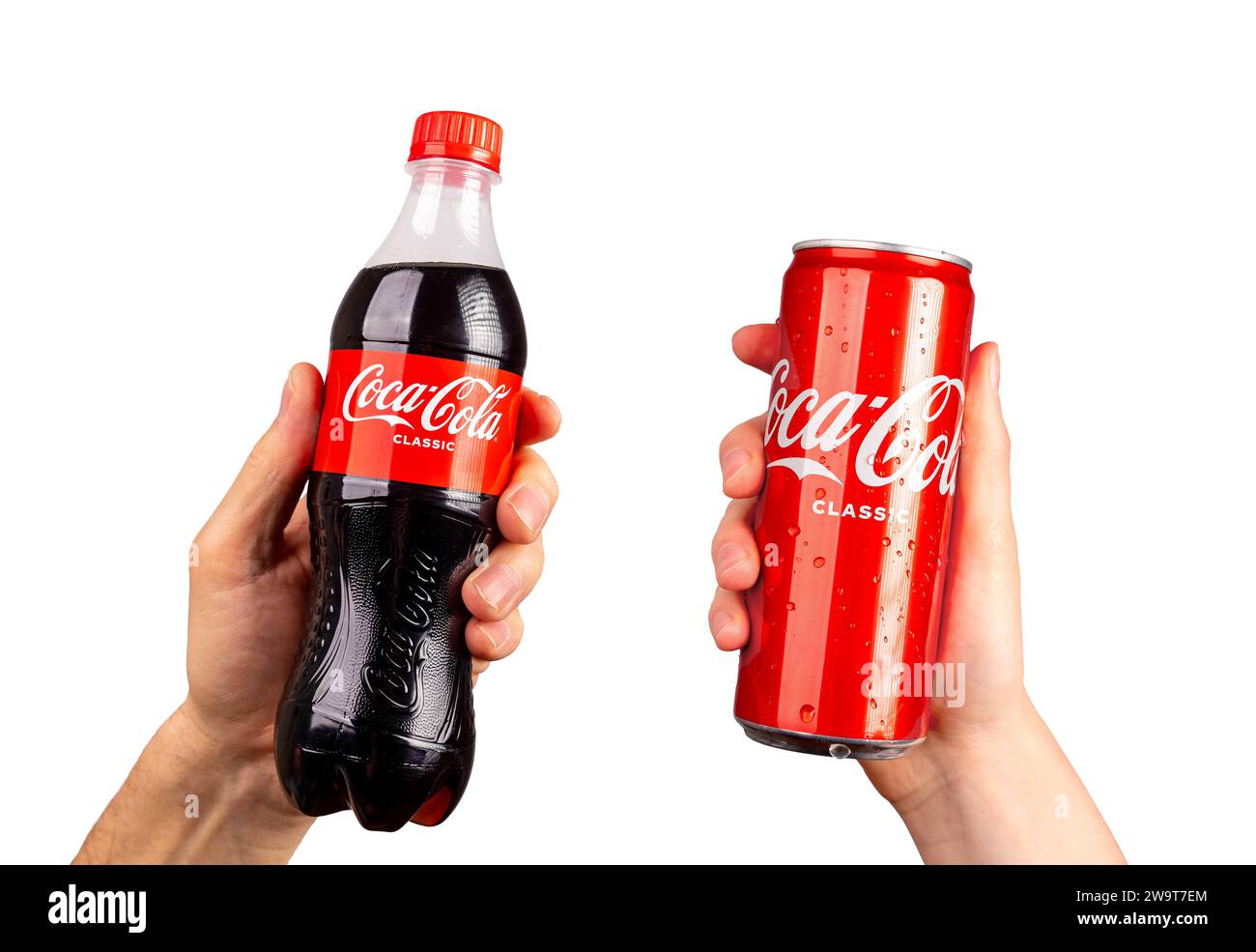 Berlin, Germany December 16 2023 Coca Cola drink in metal can tin and ...