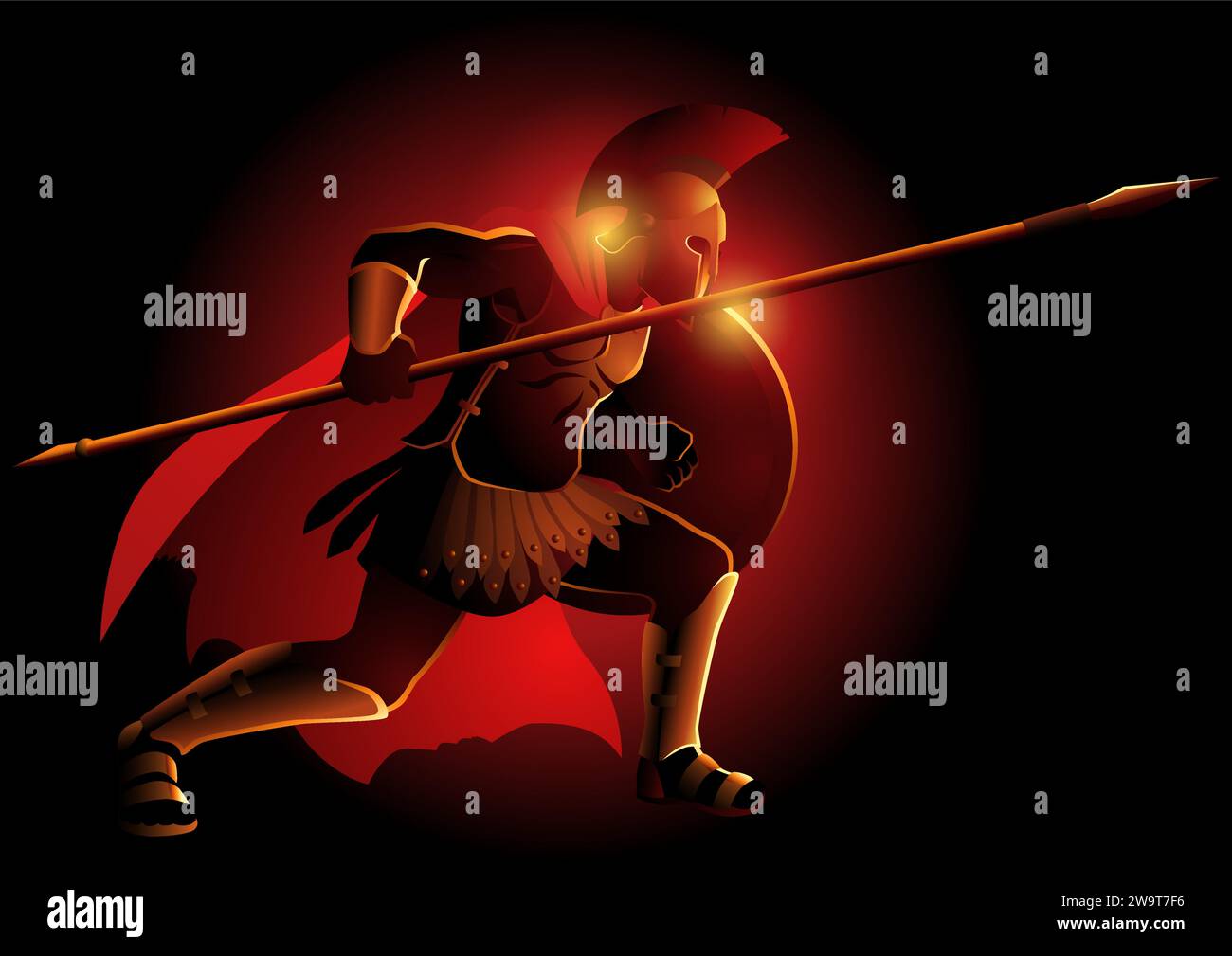 Vector illustration of Achilles, was a hero of the Trojan War in ready ...