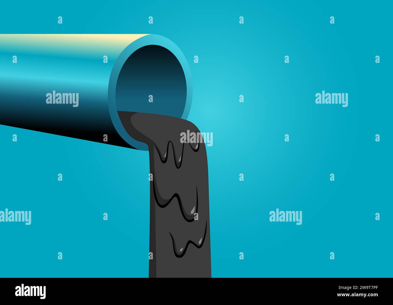 Vector illustration of pipe pouring out black liquid, concept for ...