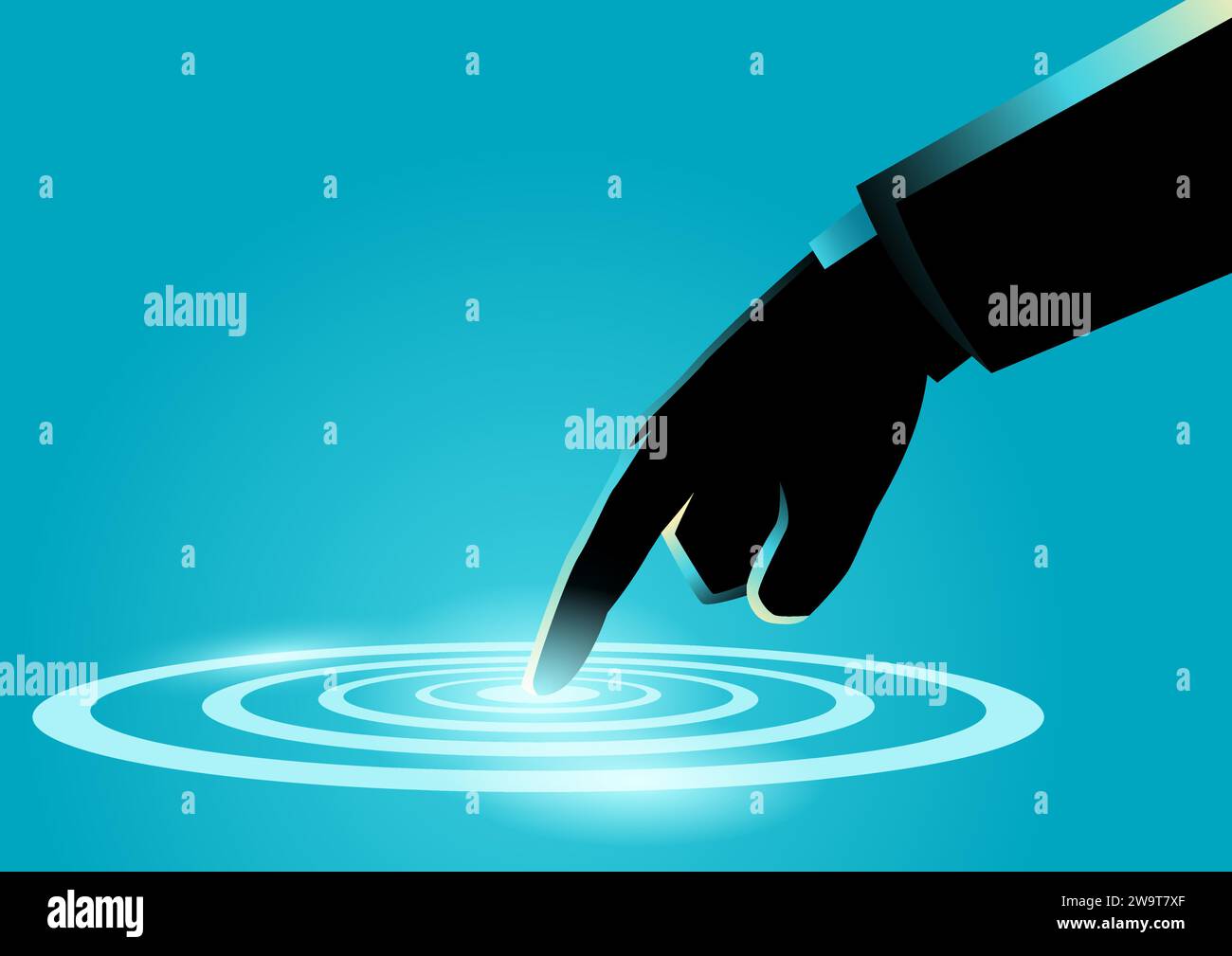 Vector illustration of finger making a ripple, concept for one person ...