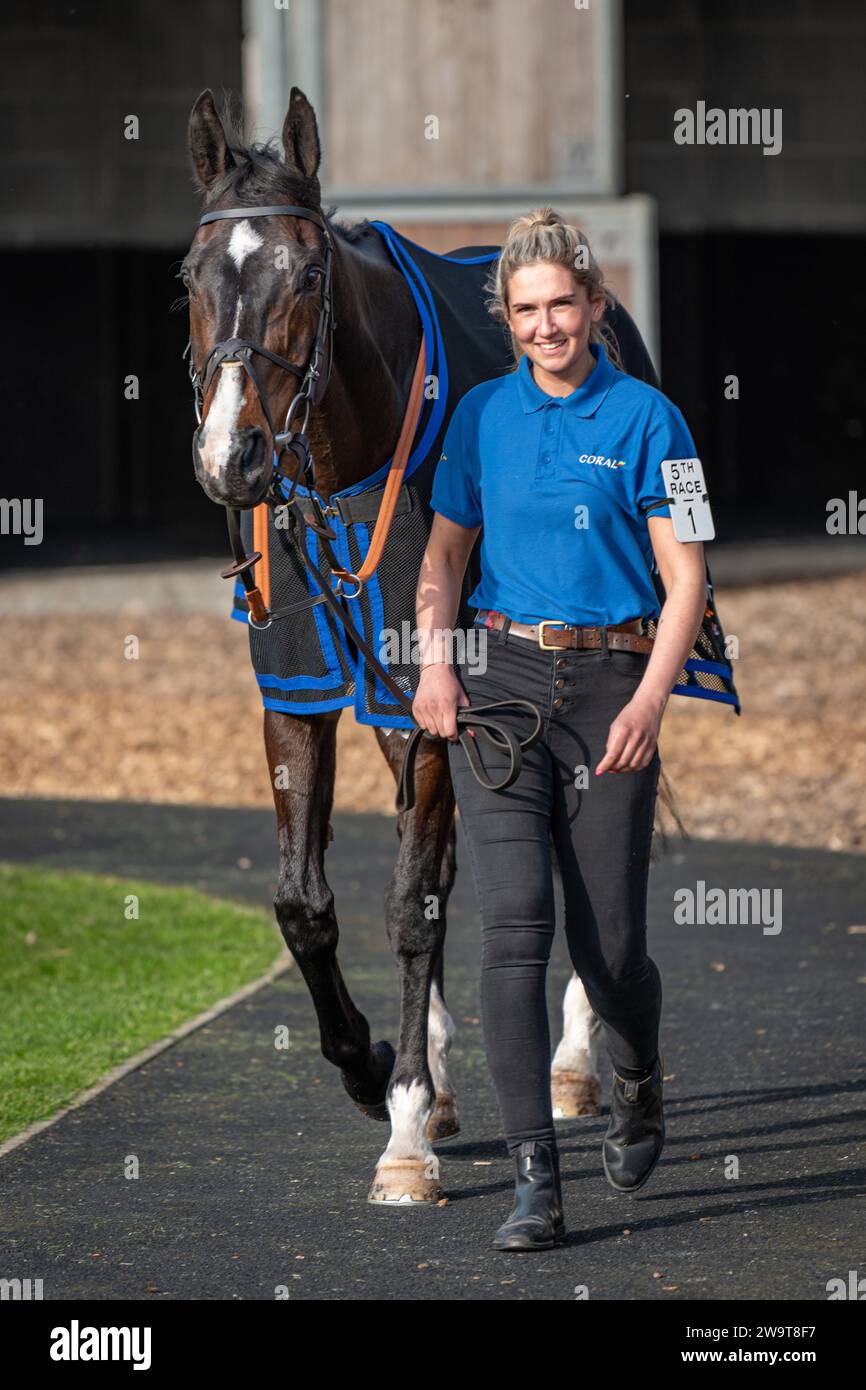 Coup de Pinceau walks with Groom, Holly Chaston, at Wincanton March ...