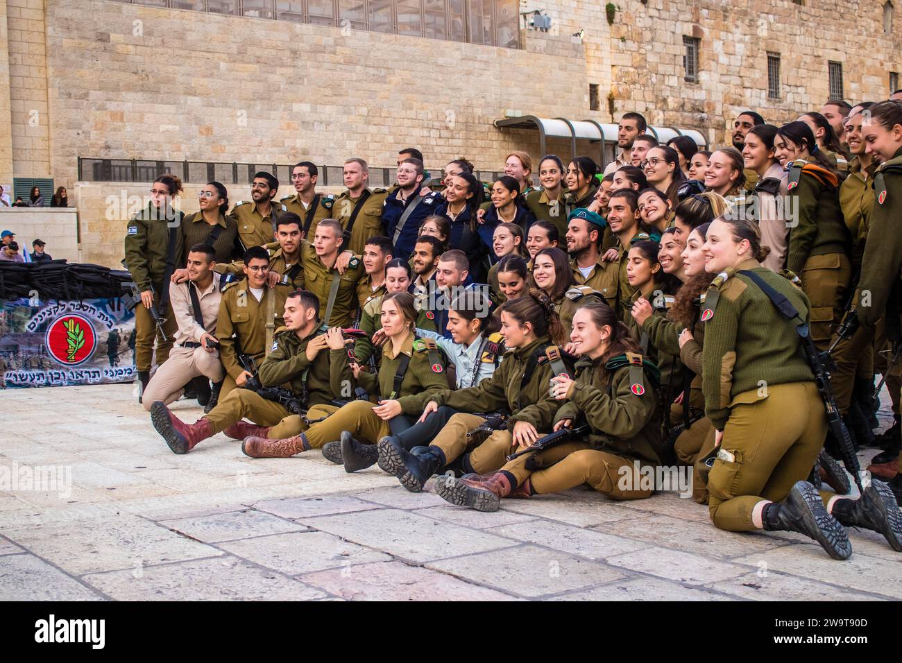 Portrait of a group of soldiers, Induction ceremony for new graduates ...