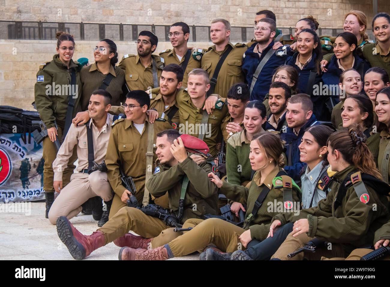 Portrait of a group of soldiers, Induction ceremony for new graduates ...