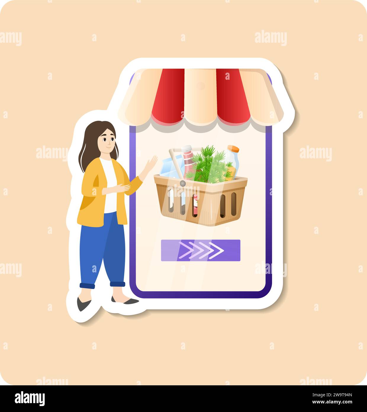 Merchant sticker illustration. Bank partner shopping merchant ...