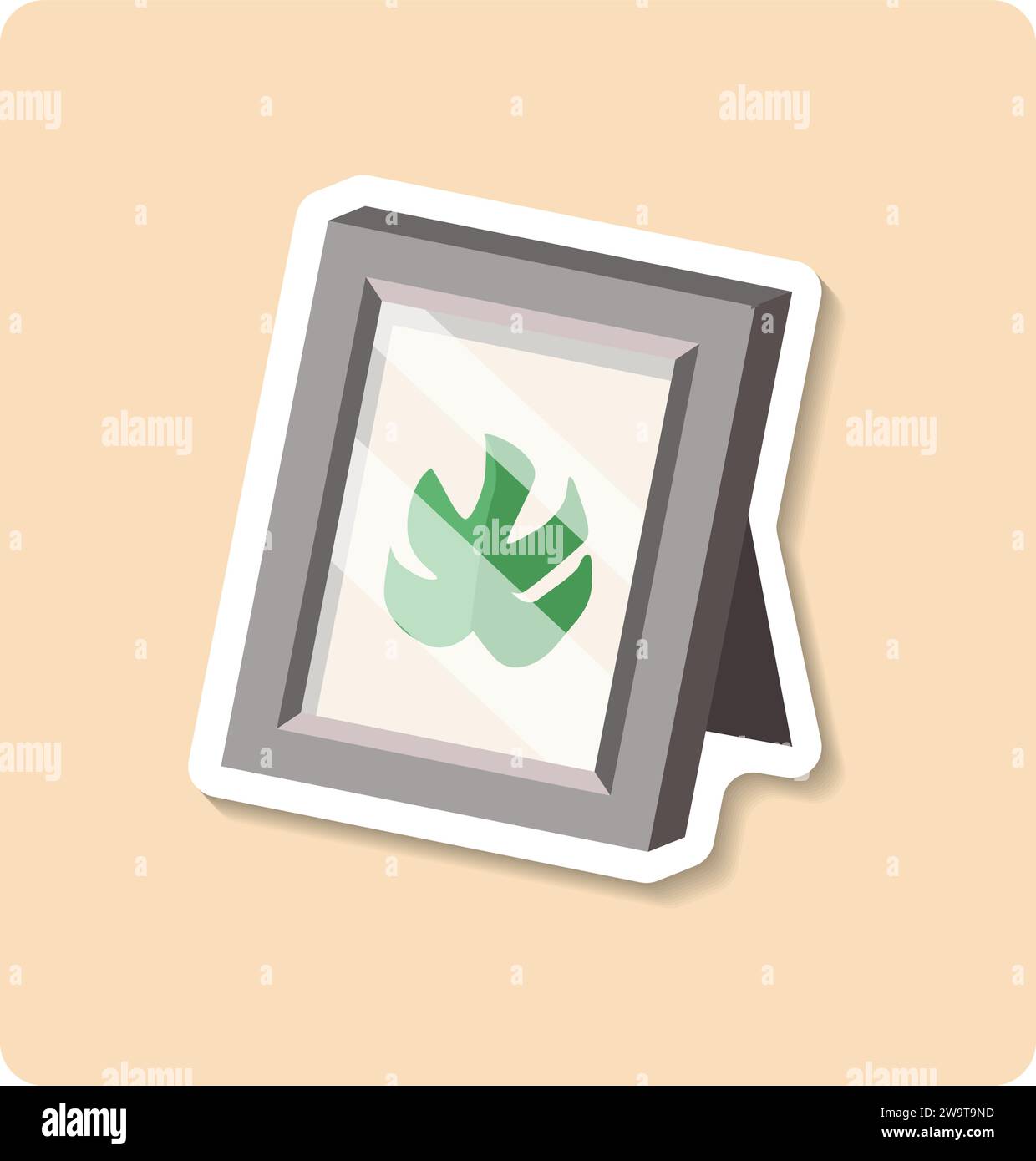 Photo Frame sticker illustration. Pot, plant, leaf, picture. Editable ...