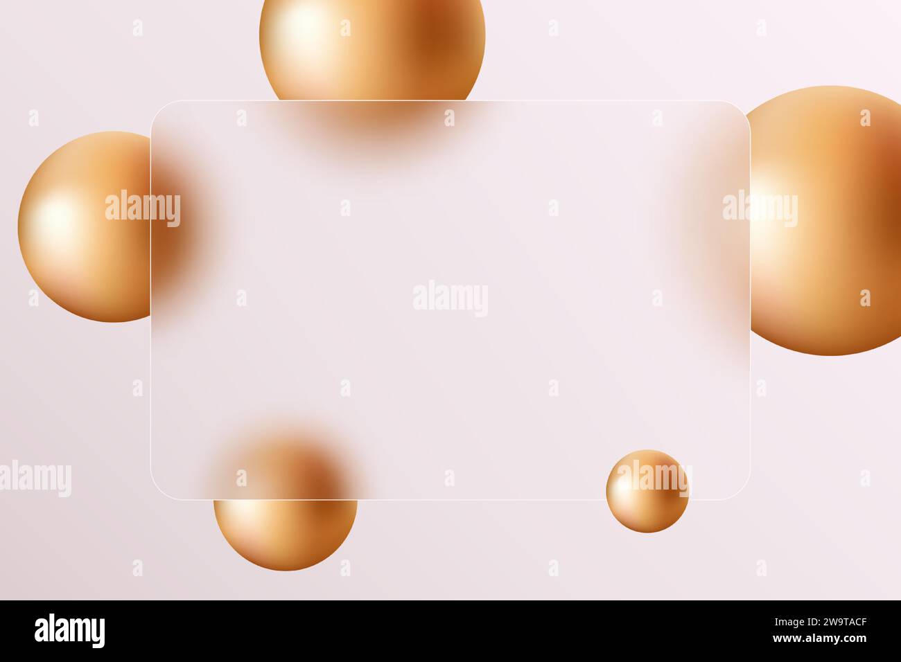 Glass morphism landing page with rectangular frame and blurry gold ...