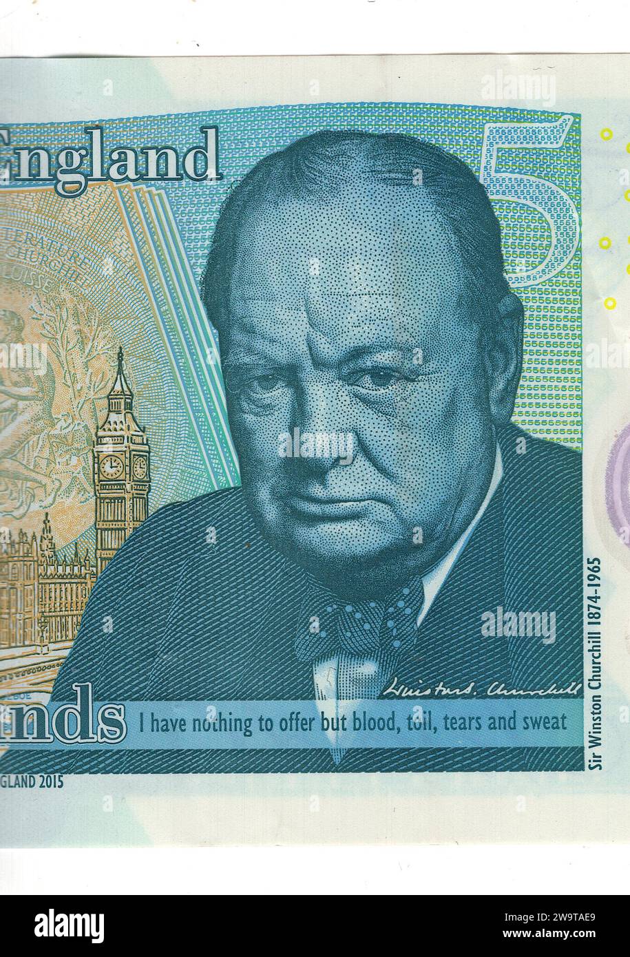 Close up of a five pound note from the United Kingdom/Great Britain ...