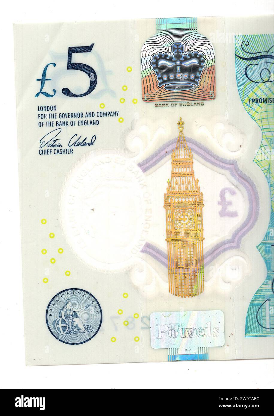 Close up of a five pound note from the United Kingdom/Great Britain on ...