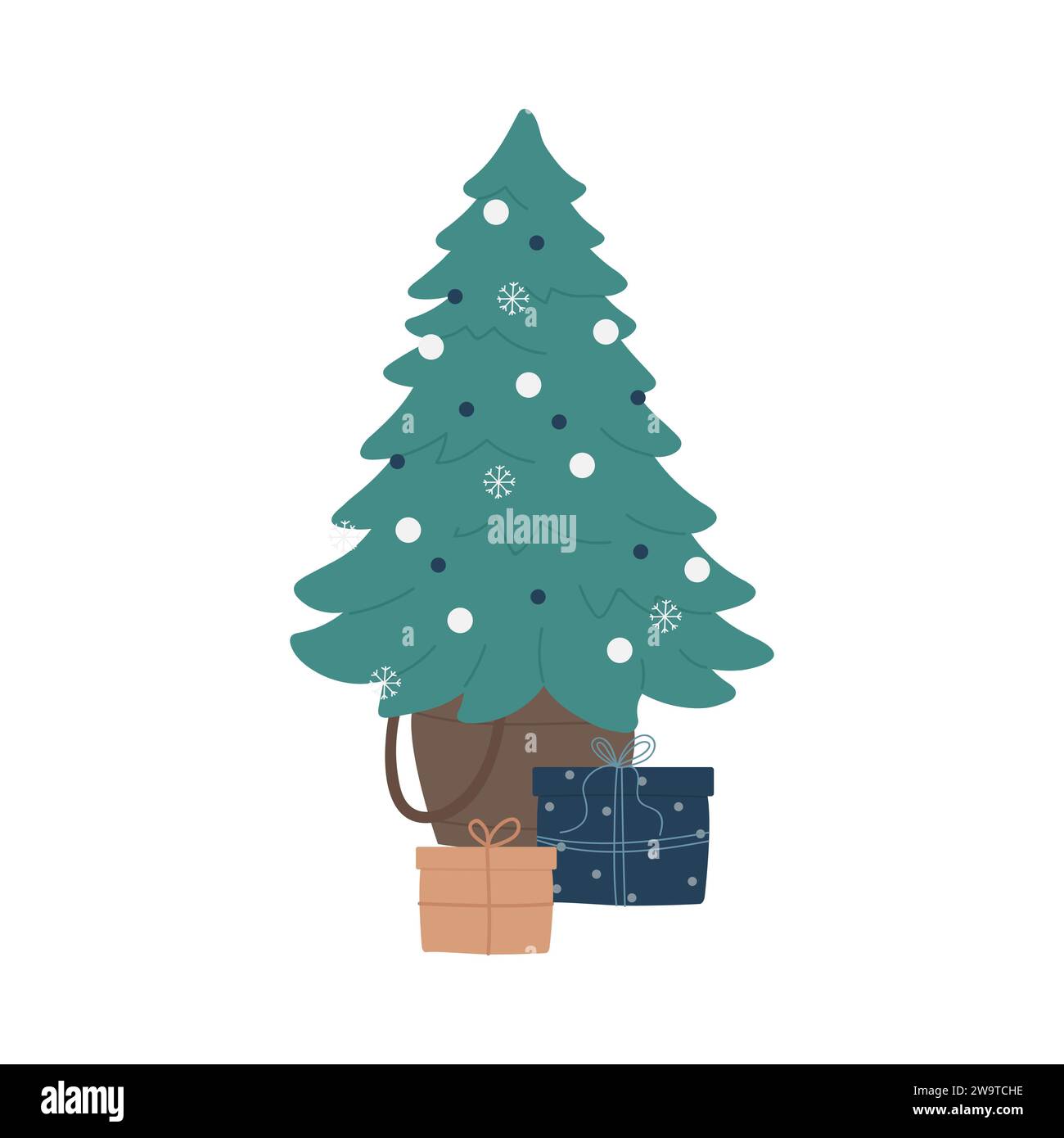 Decorated Christmas tree interior. Home cozy xmas interior decorations ...