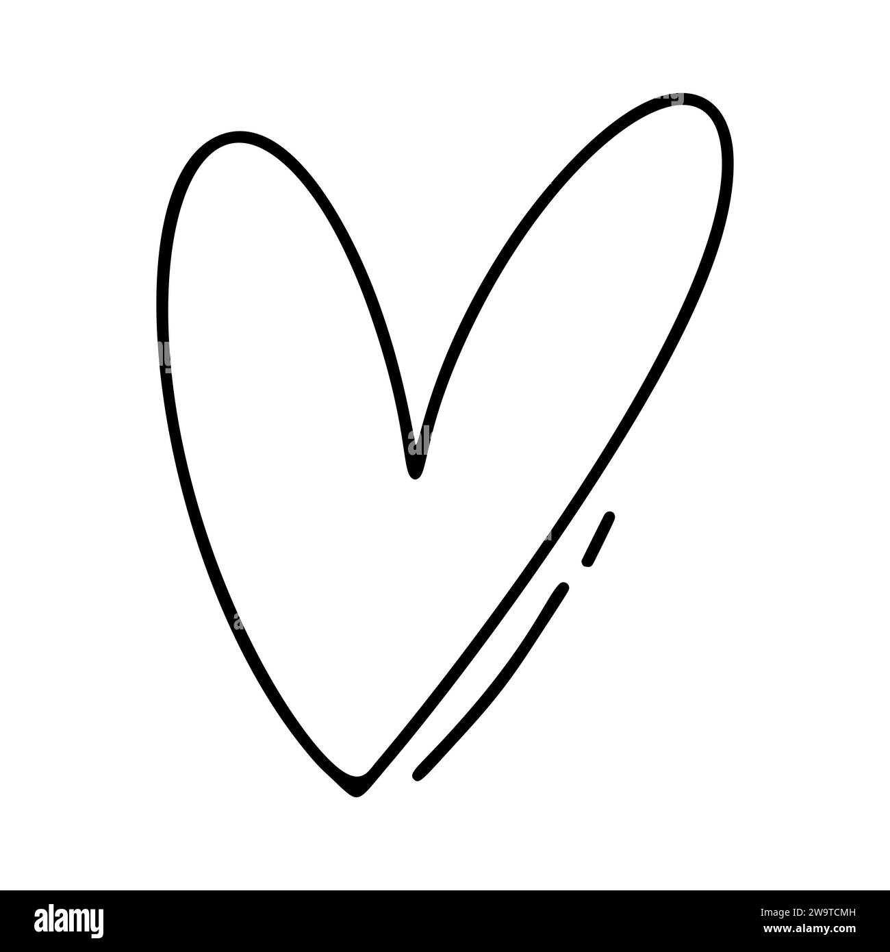 Hand drawn love heart vector logo line illustration. Black outline ...