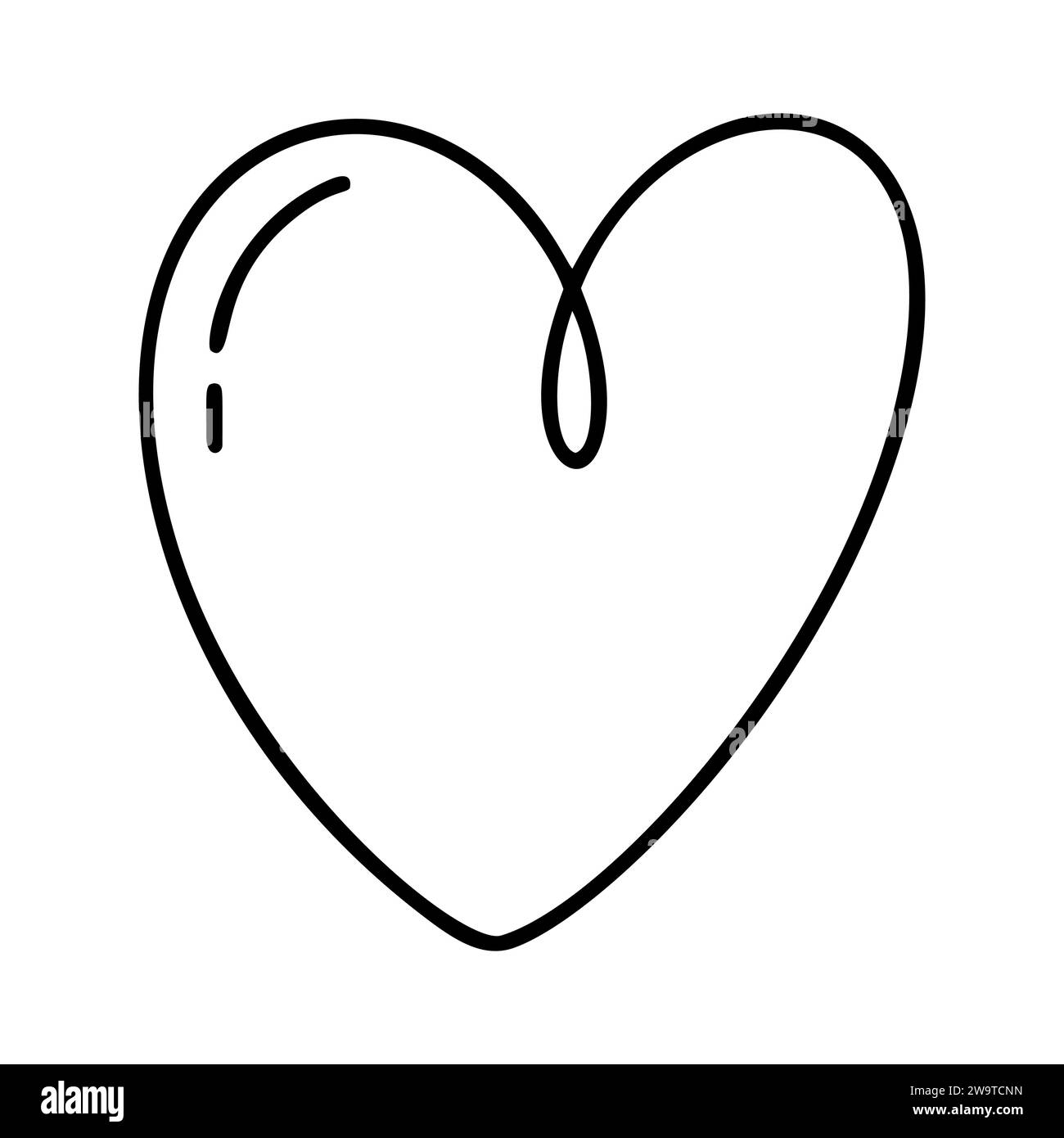 Hand drawn love heart vector logo line illustration. Black outline ...